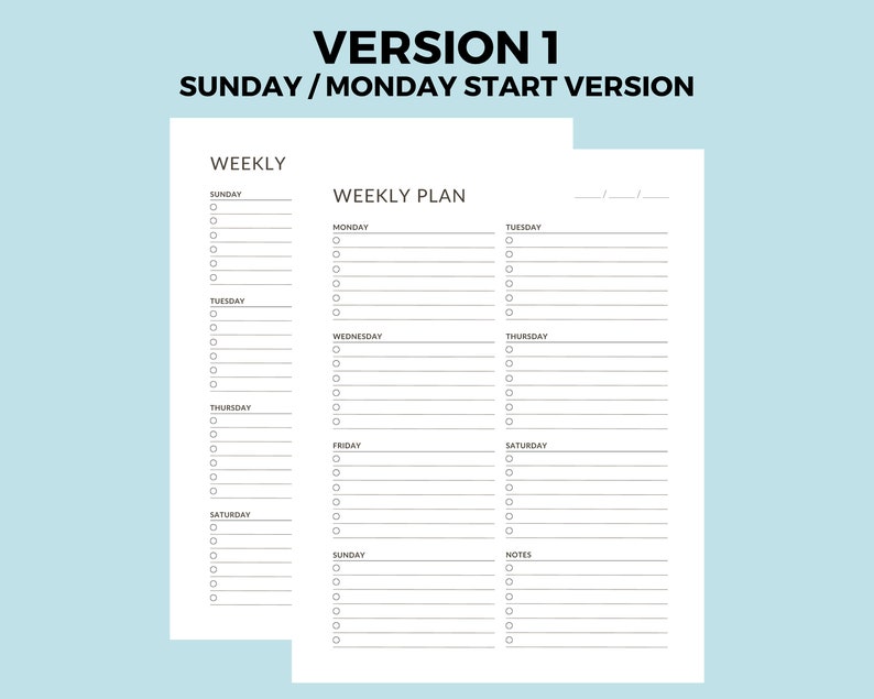 Weekly Planner Printable Digital Download, Weekly Schedule Organizer ...
