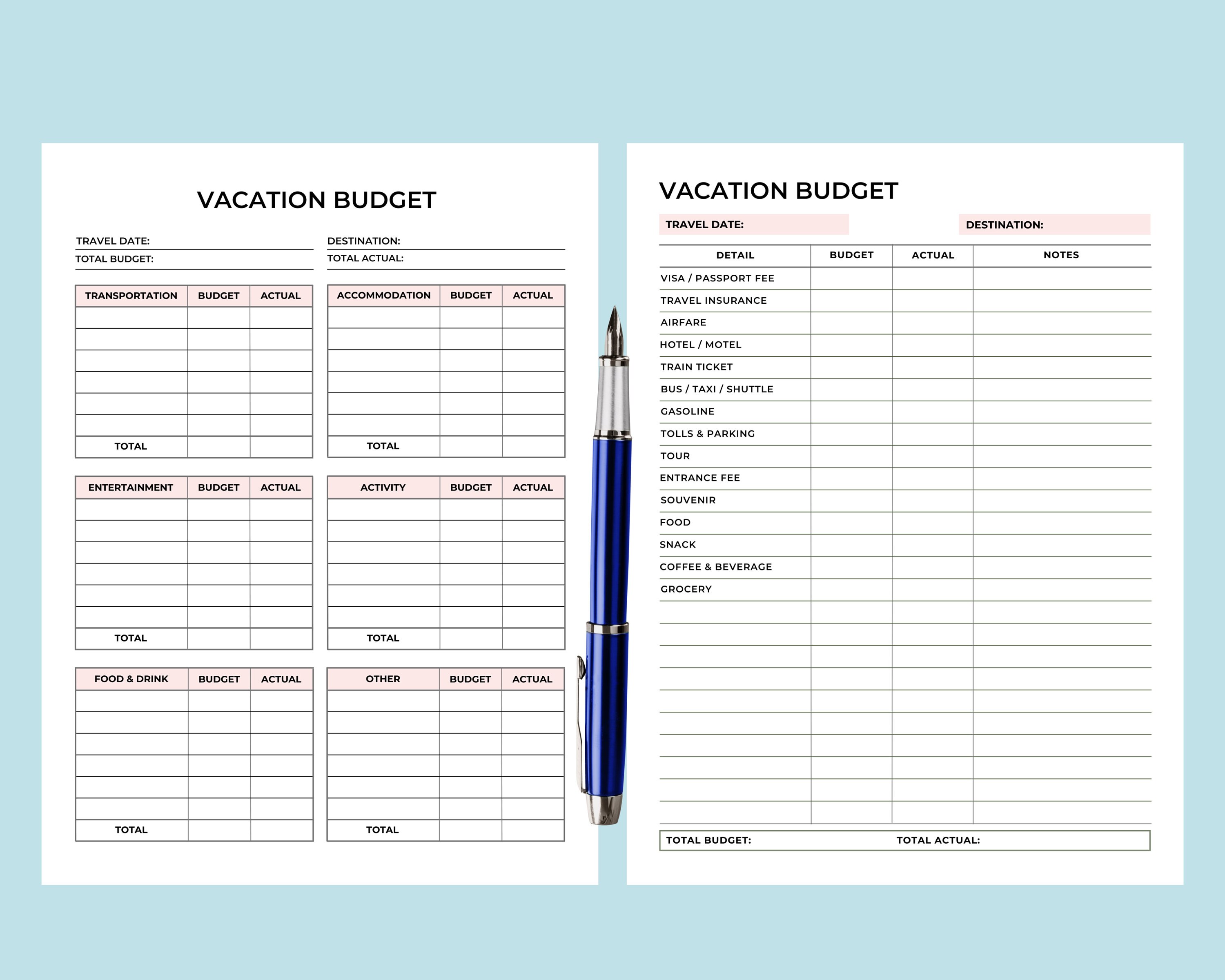 Vacation Budget Planner Printable Travel Budget Planner PDF Vacation ...
