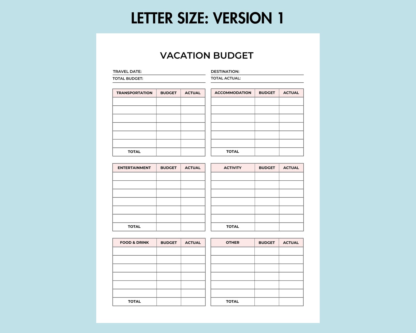 Vacation Budget Planner Printable Travel Budget Planner PDF Vacation ...