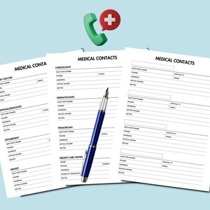 Emergency Contact List Printable Medical Contact Information Sheet PDF ...