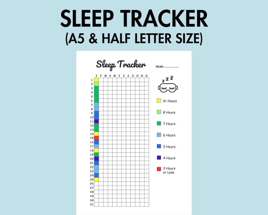 Sleep Tracker Printable Daily Yearly Sleep Chart for Sleeping Pattern ...