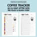 Coffee Tracker Printable Caffeine Log Year in Pixel Daily Yearly Health ...