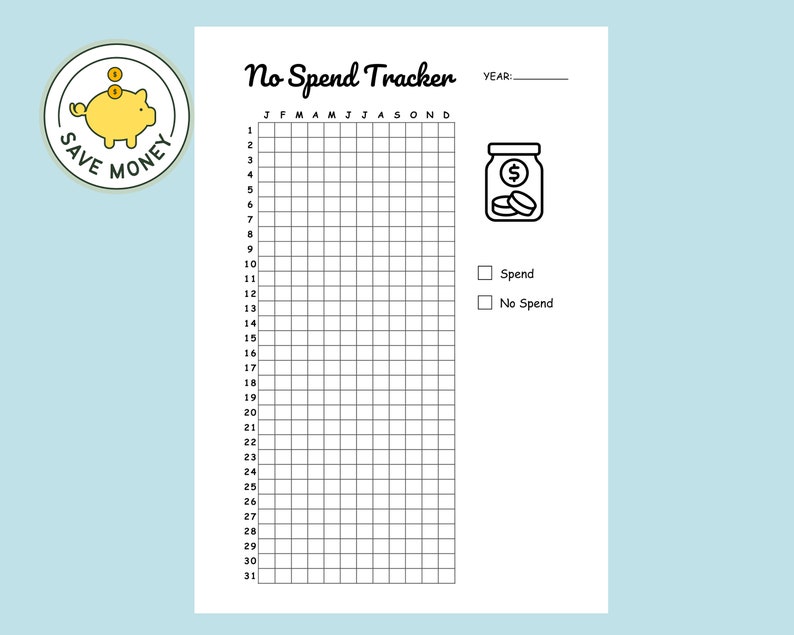 No Spend Tracker Printable No Spending Challenge PDF Money Saving ...