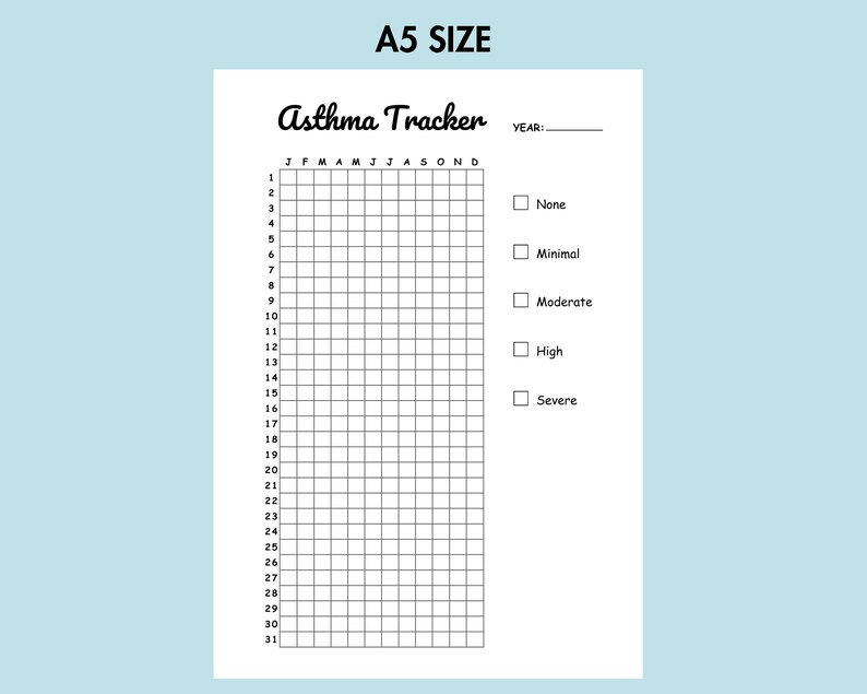 Asthma Tracker Printable Monthly Asthma Log & Inhaler Tracker ...