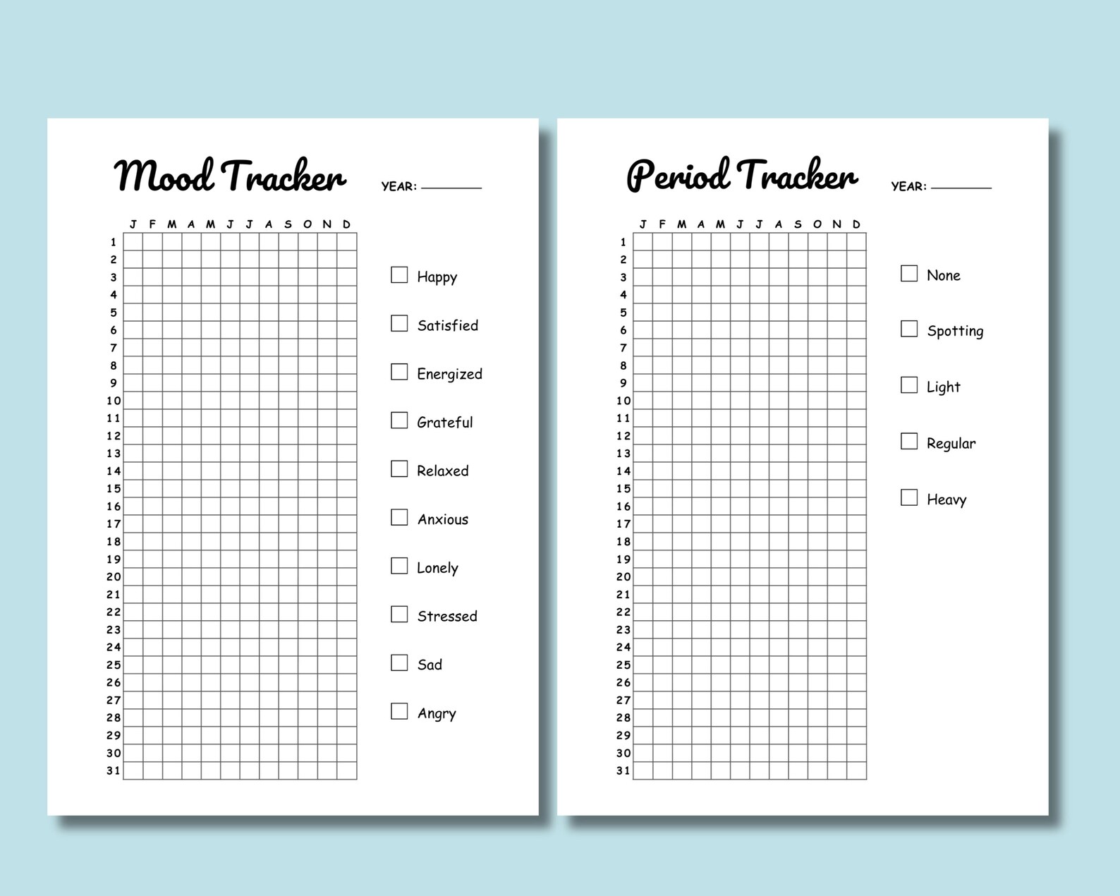 Yearly Tracker Bundle Printable Yearly Planner PDF Mental Health ...