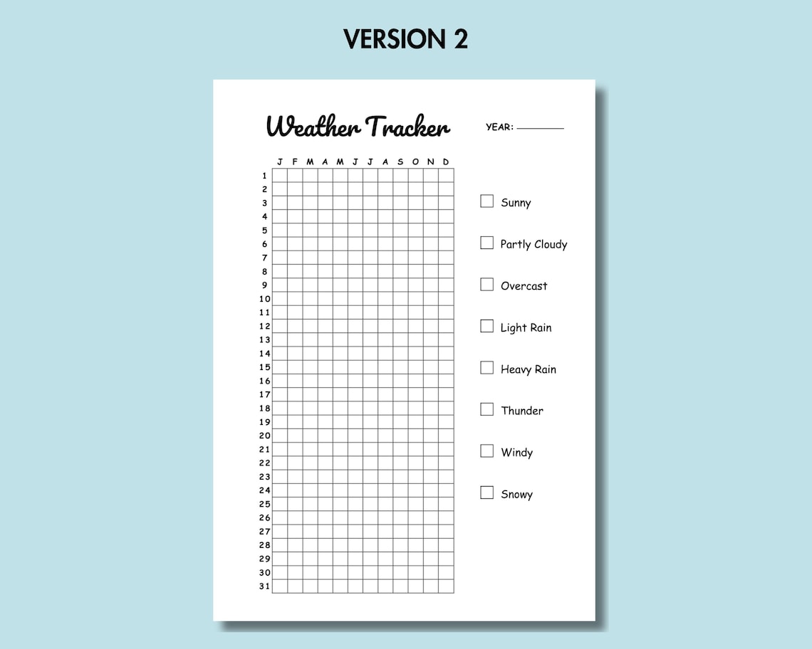 Weather Tracker Printable Journal Page Weather Printable Weather ...