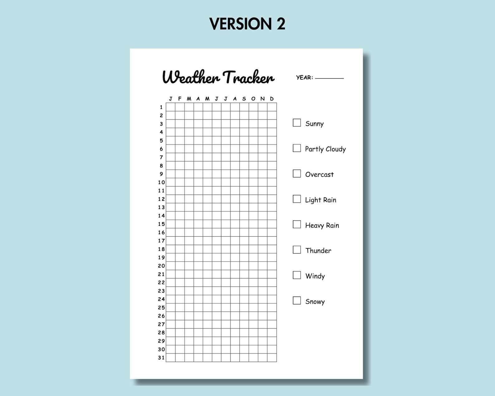 Weather Tracker Printable Journal Page Weather Printable Weather ...