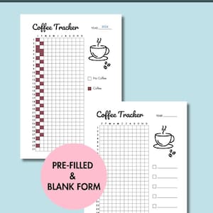 Coffee Tracker Printable Caffeine Tracker No Coffee Challenge Year in ...