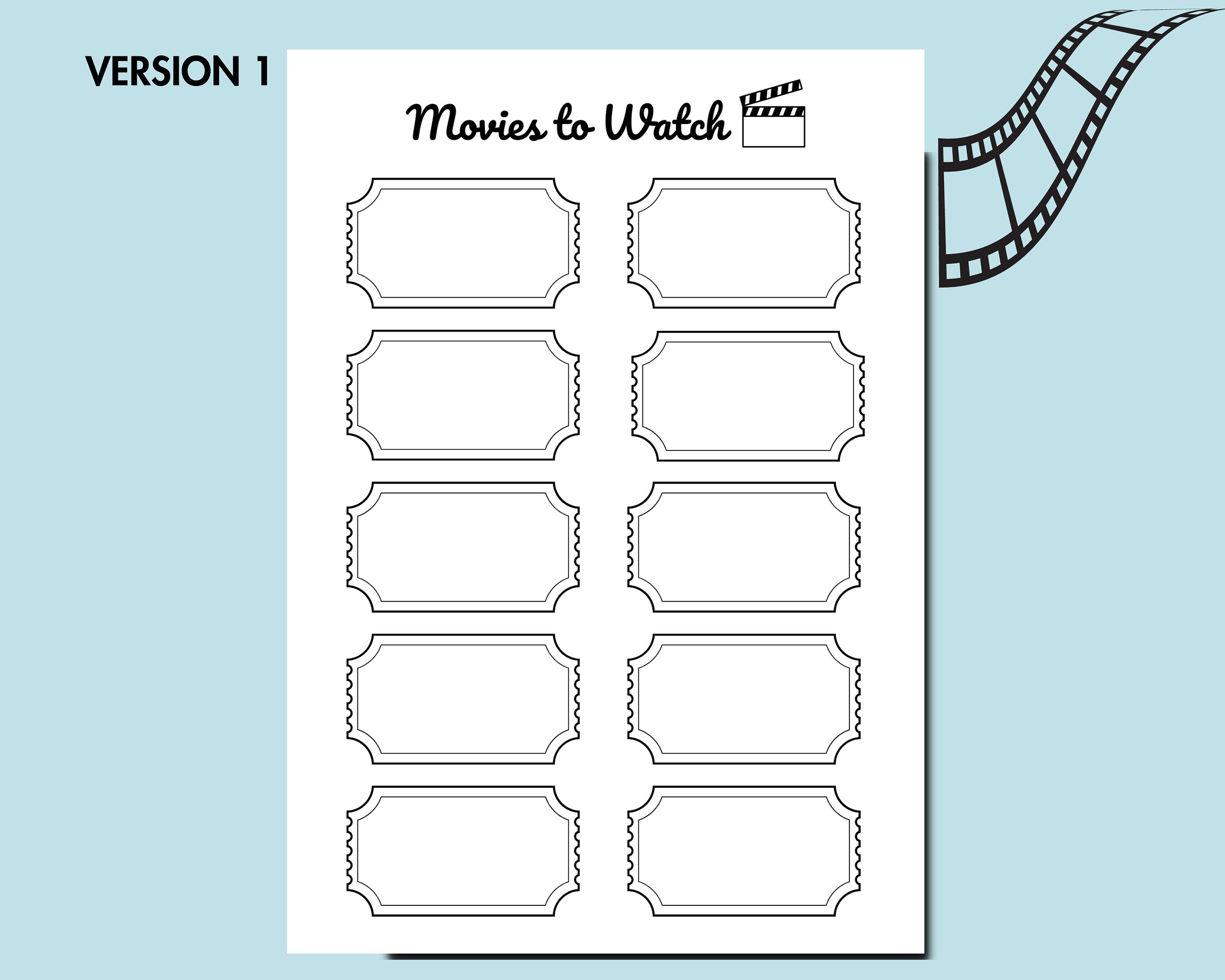 Movie Watch Planner Printable Movie Watchlist Organizer PDF Movie ...
