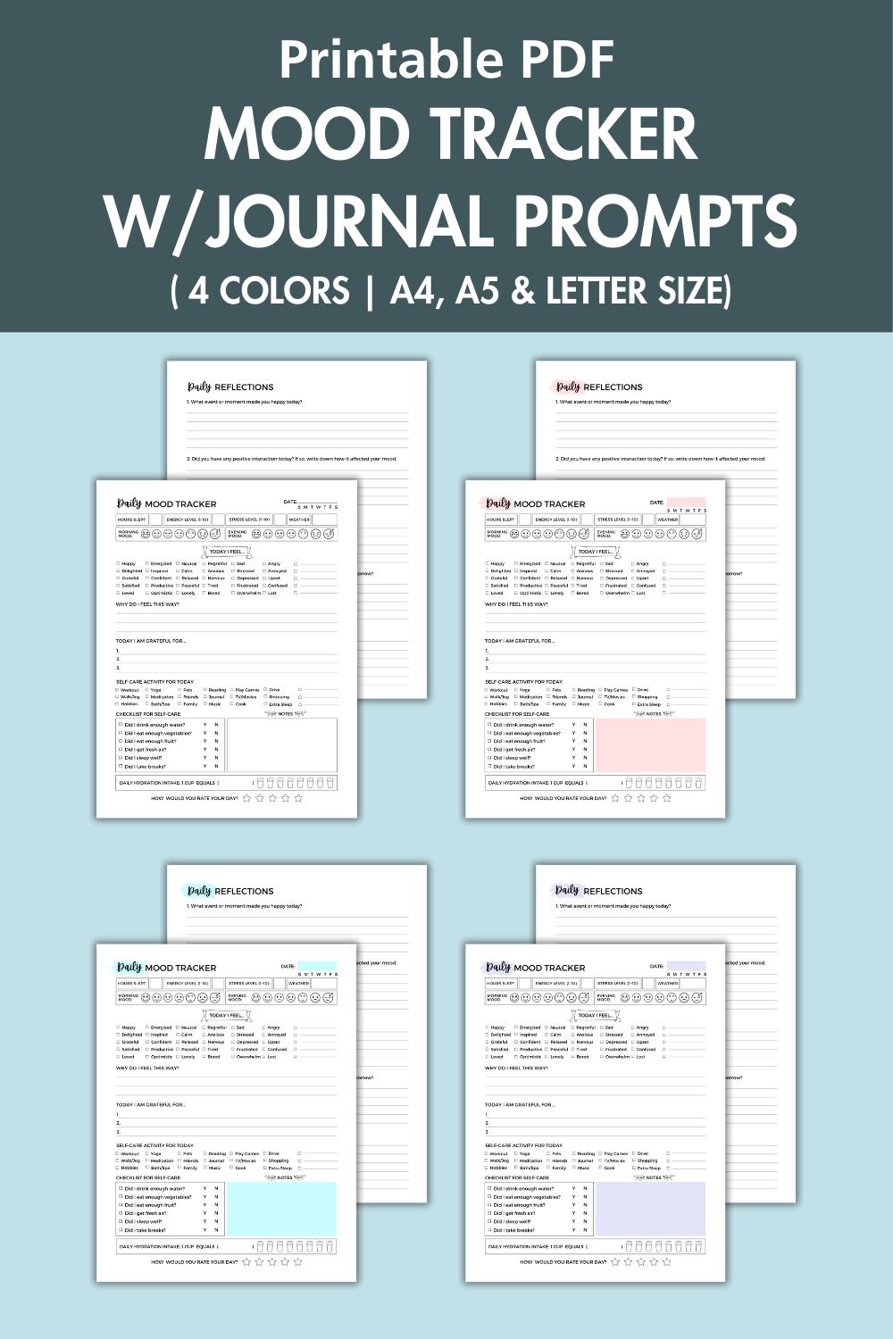 Daily Mood Tracker Printable Mood Journal With Journal Prompts PDF ...