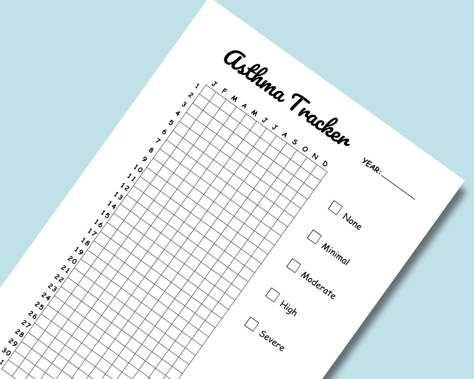 Asthma Tracker Printable Monthly Asthma Log & Inhaler Tracker ...