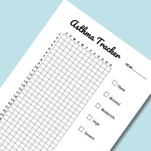 Asthma Tracker Printable Monthly Asthma Log & Inhaler Tracker ...