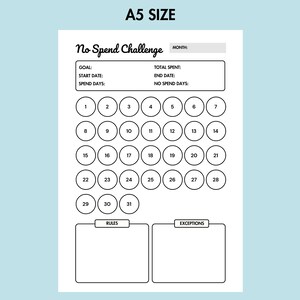 Monthly No Spend Challenge Planner Printable Money Saving Tracker PDF ...