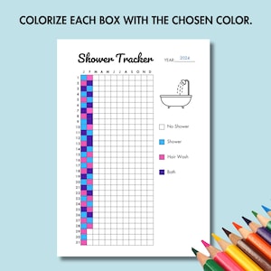 Shower Tracker Printable Hygiene Tracker PDF Hair Wash Tracker Year in ...