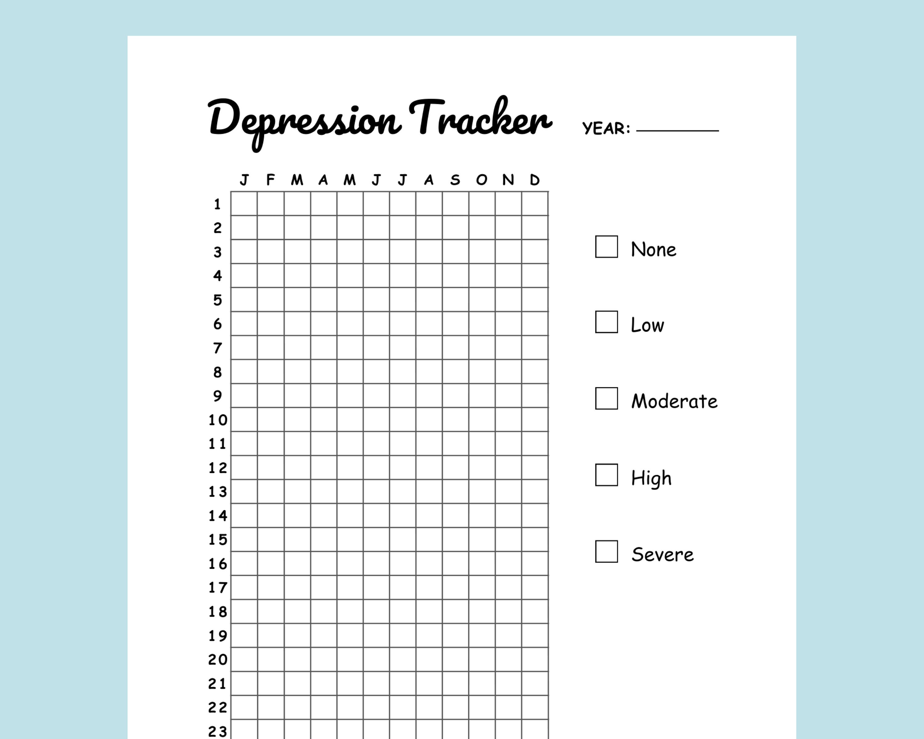 Depression Tracker Printable, Depression Journal, Anxiety Tracker, Mood ...