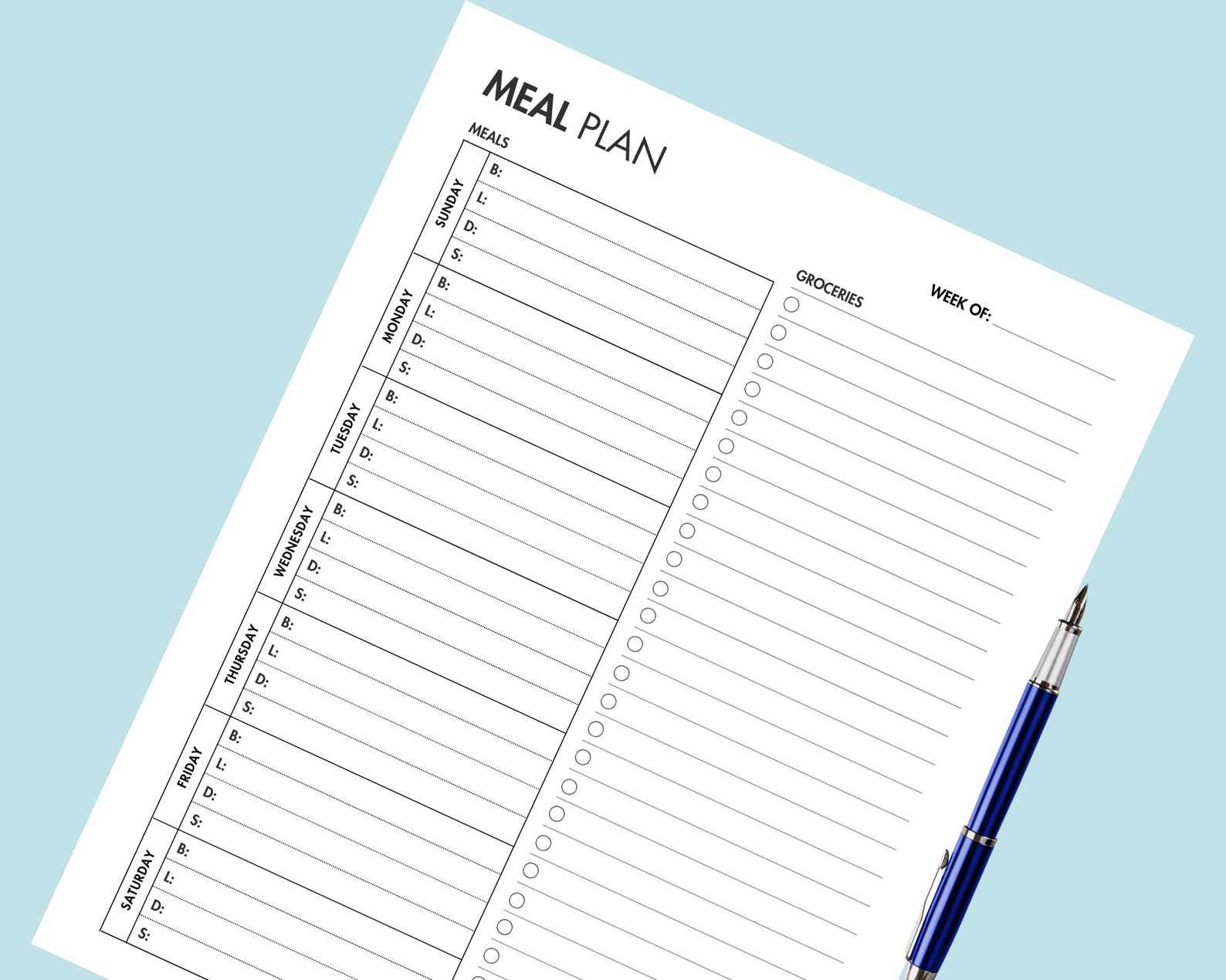 Meal Planner Printable Weekly Food Journal Weekly Meal Tracker ...