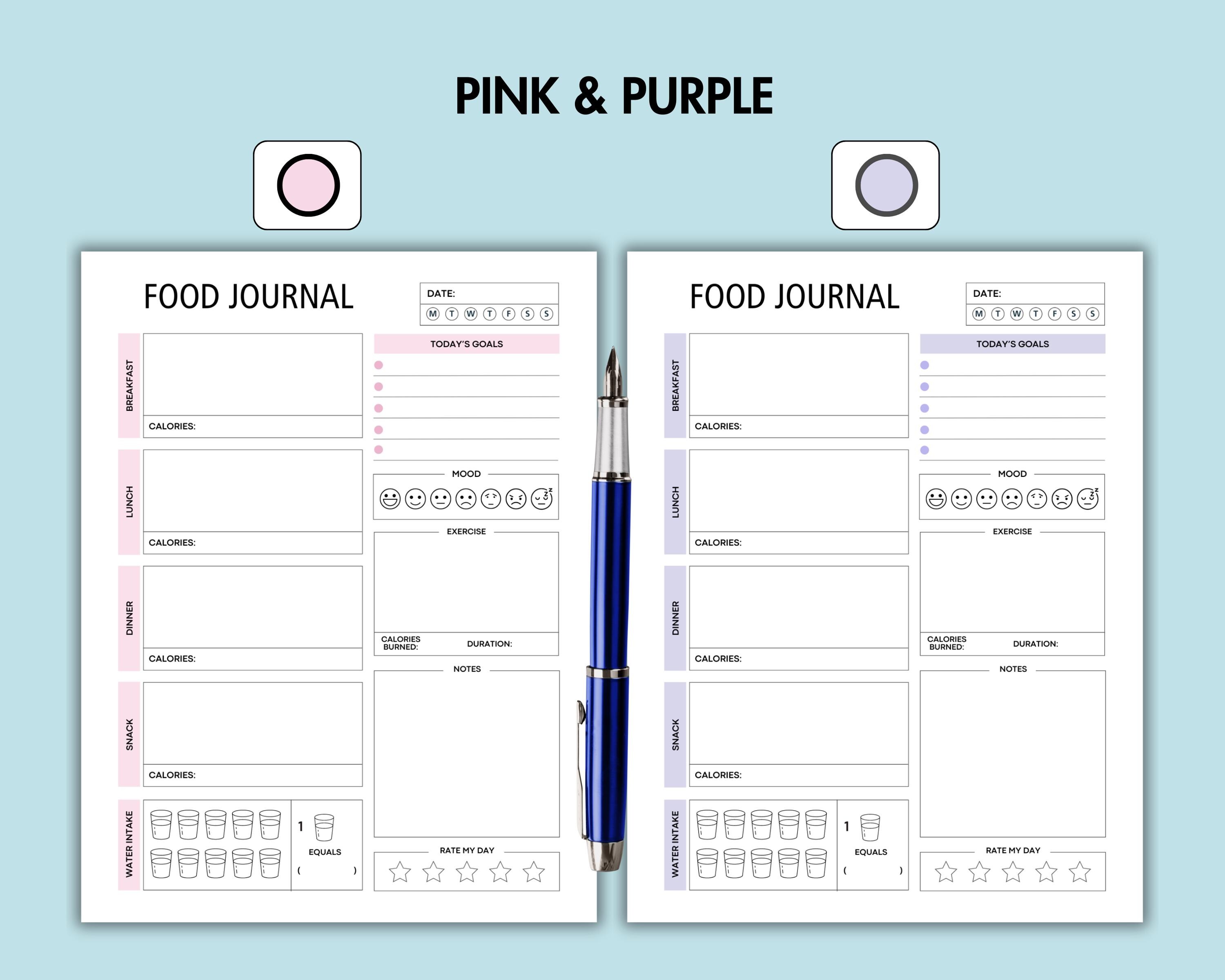 Daily Food Journal Printable Food Diary PDF Calorie Tracker, Daily Meal ...