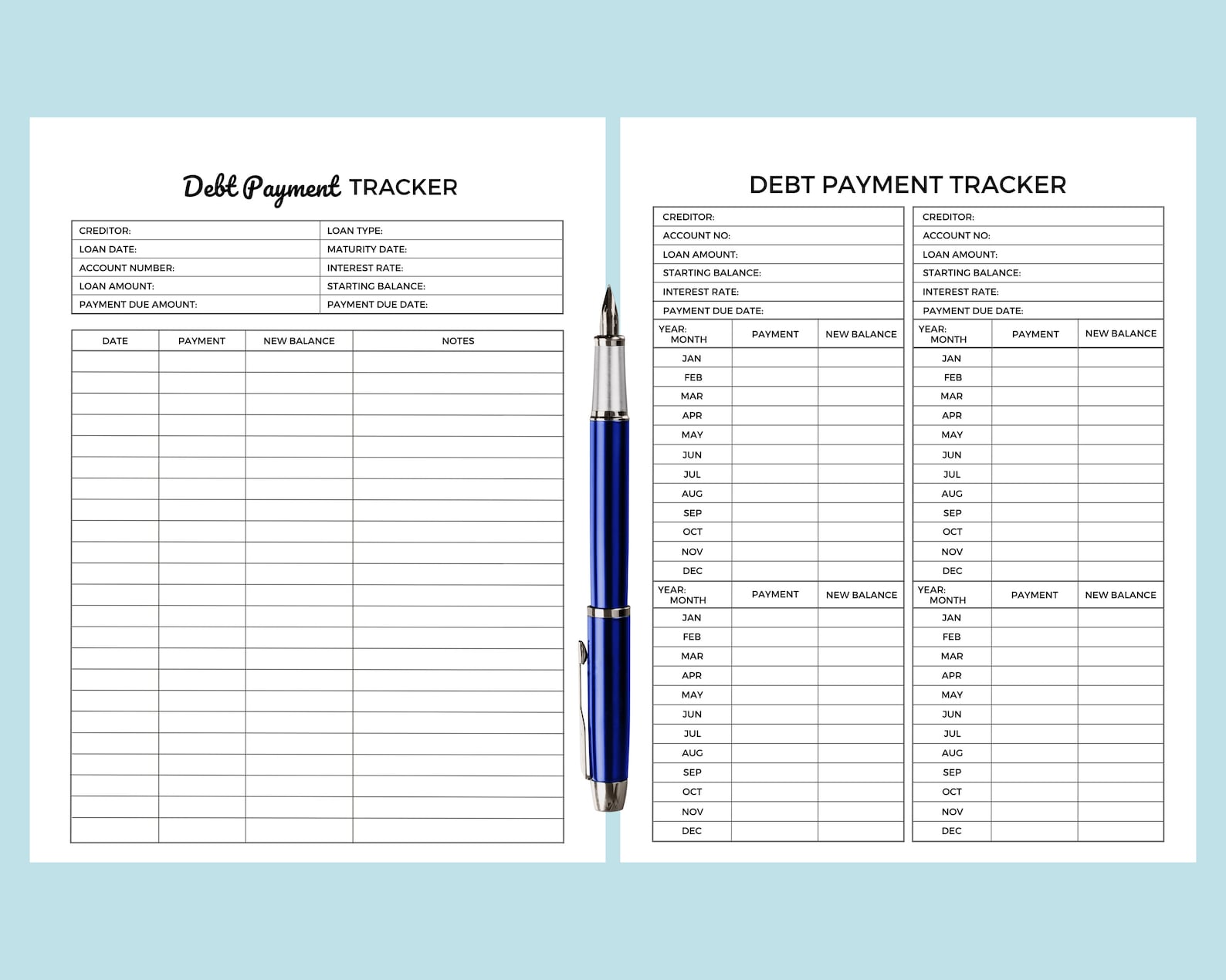 Debt Payment Tracker Printable Debt Payoff Planner Finance Tracker PDF ...