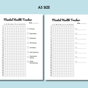 Mental Health Tracker Printable Self Care Planner Wellness Journal ...