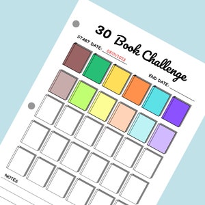 Reading Challenge Printable Book Tracker Reading Log, 30 Book Challenge ...