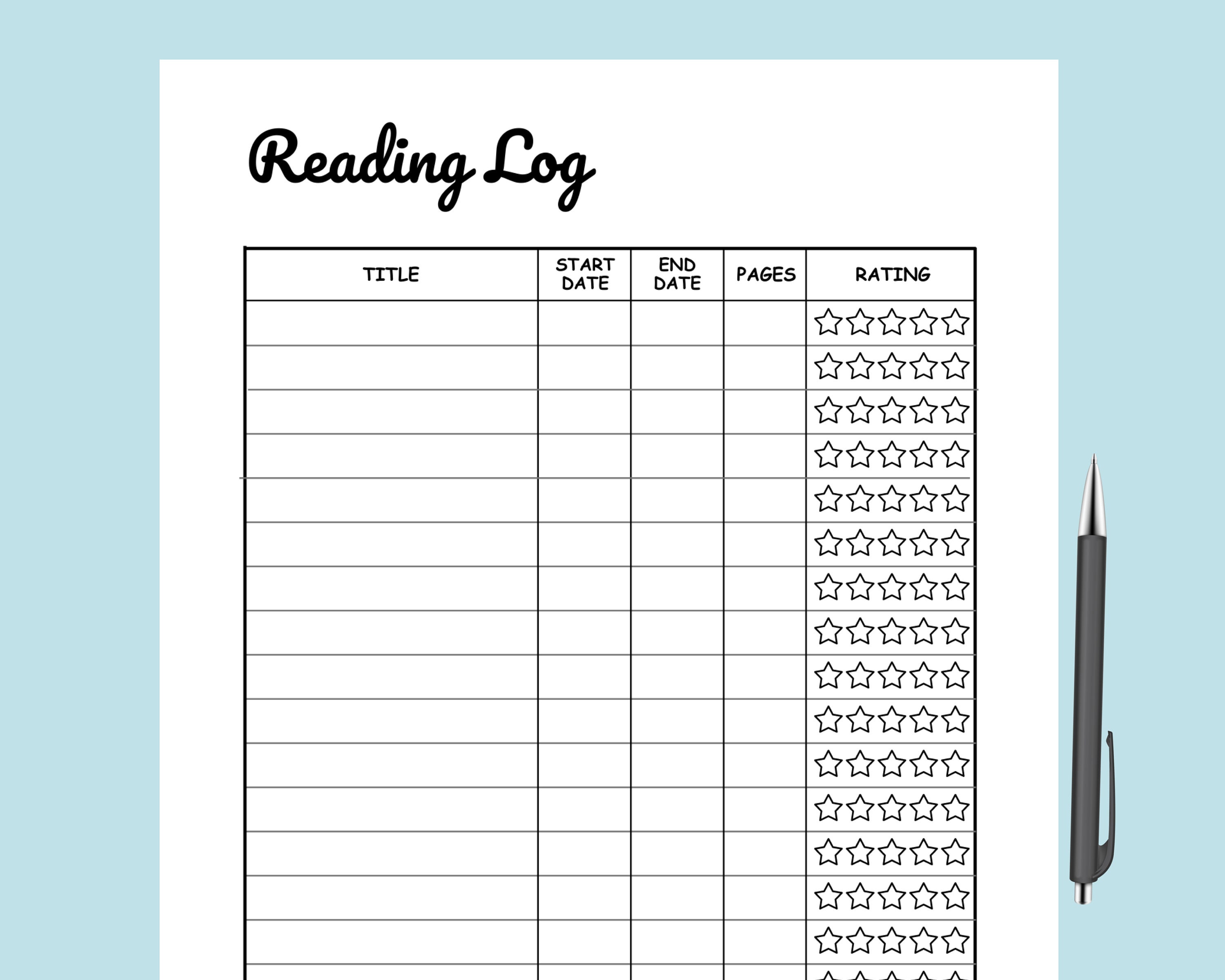 Reading Log Printable Reading Tracker PDF Daily Reading Planner, Book ...