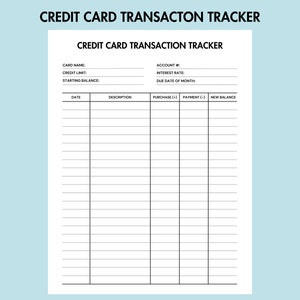 Credit Card Payment Tracker, Credit Card Transaction Tracker & Payoff ...