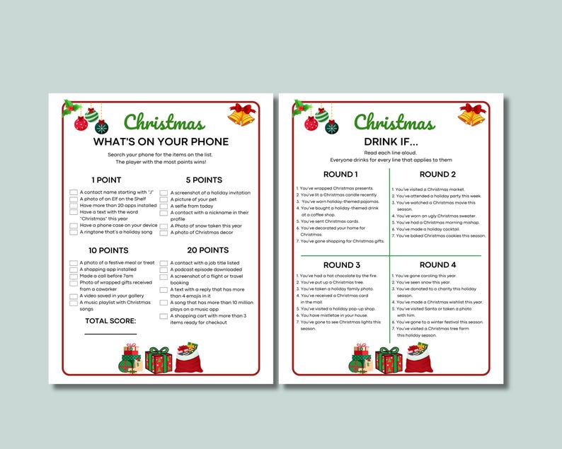 Christmas Game Bundle Printable Christmas Activity Holiday Party Game ...