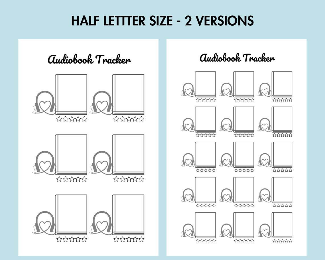 Audiobook Tracker Printable Audiobook Reading Challenge, Audio Book Log ...