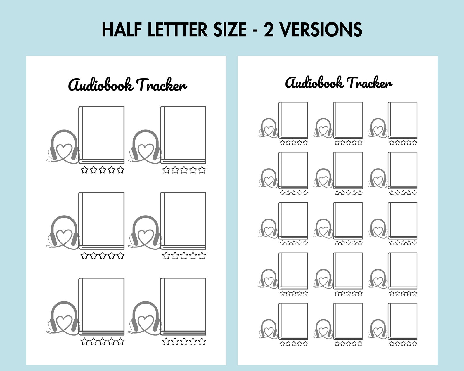 Audiobook Tracker Printable Audiobook Reading Challenge, Audio Book Log ...