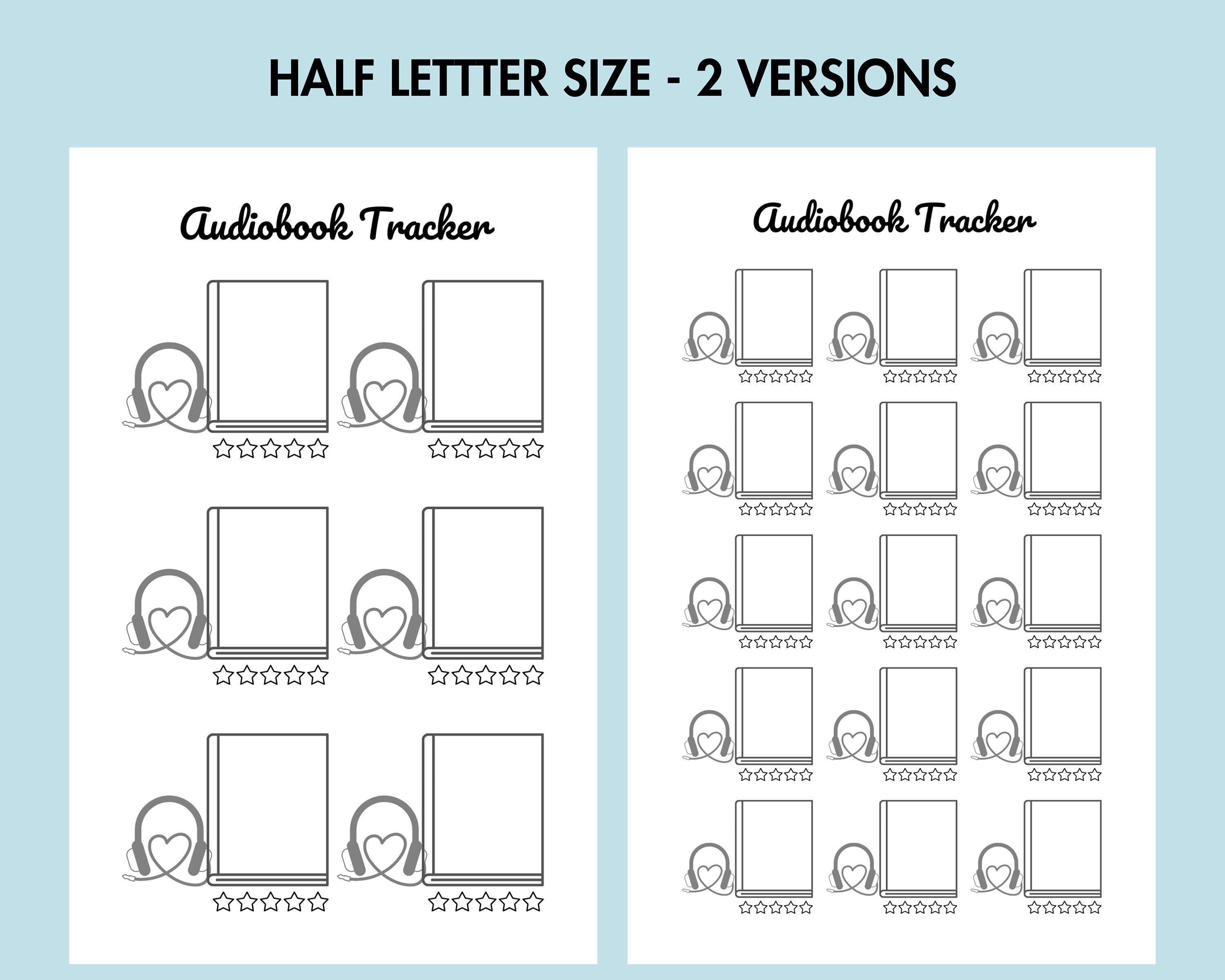 Audiobook Tracker Printable Audiobook Reading Challenge, Audio Book Log ...