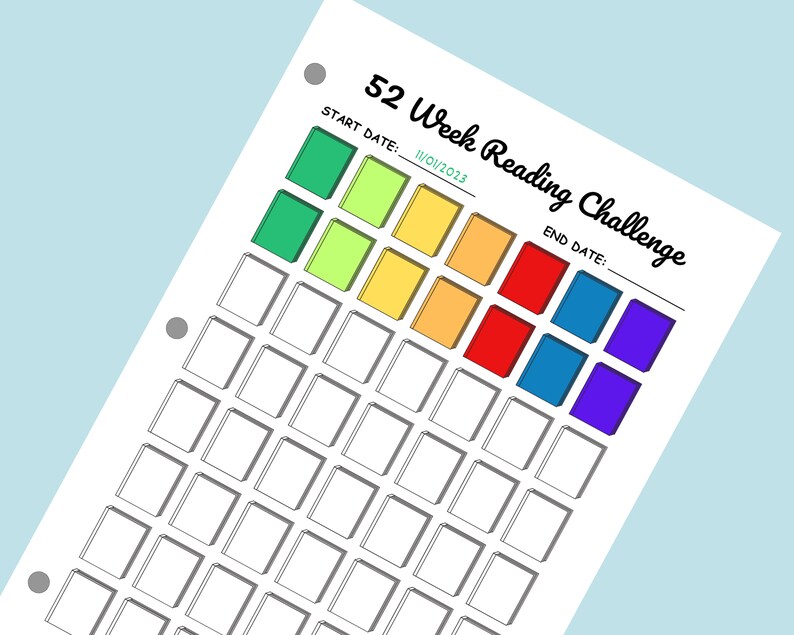 Reading Challenge Tracker Printable Yearly Reading Tracker PDF 52 Week ...