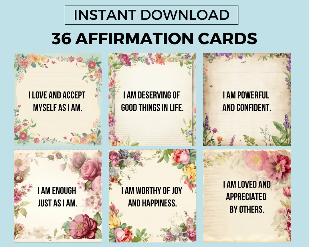 36 Positive Affirmation Card Printable Floral Affirmation Card, Law of ...