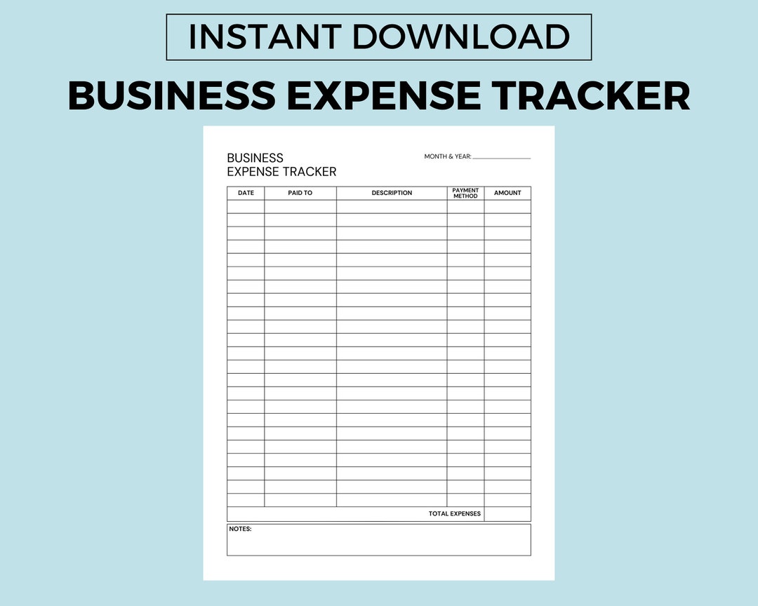 Business Expense Tracker Printable Expense Log Sheet Instant - Etsy