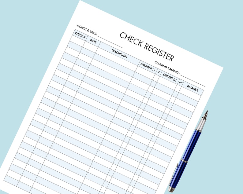Check Register Printable for Personal Checking Account and Small ...