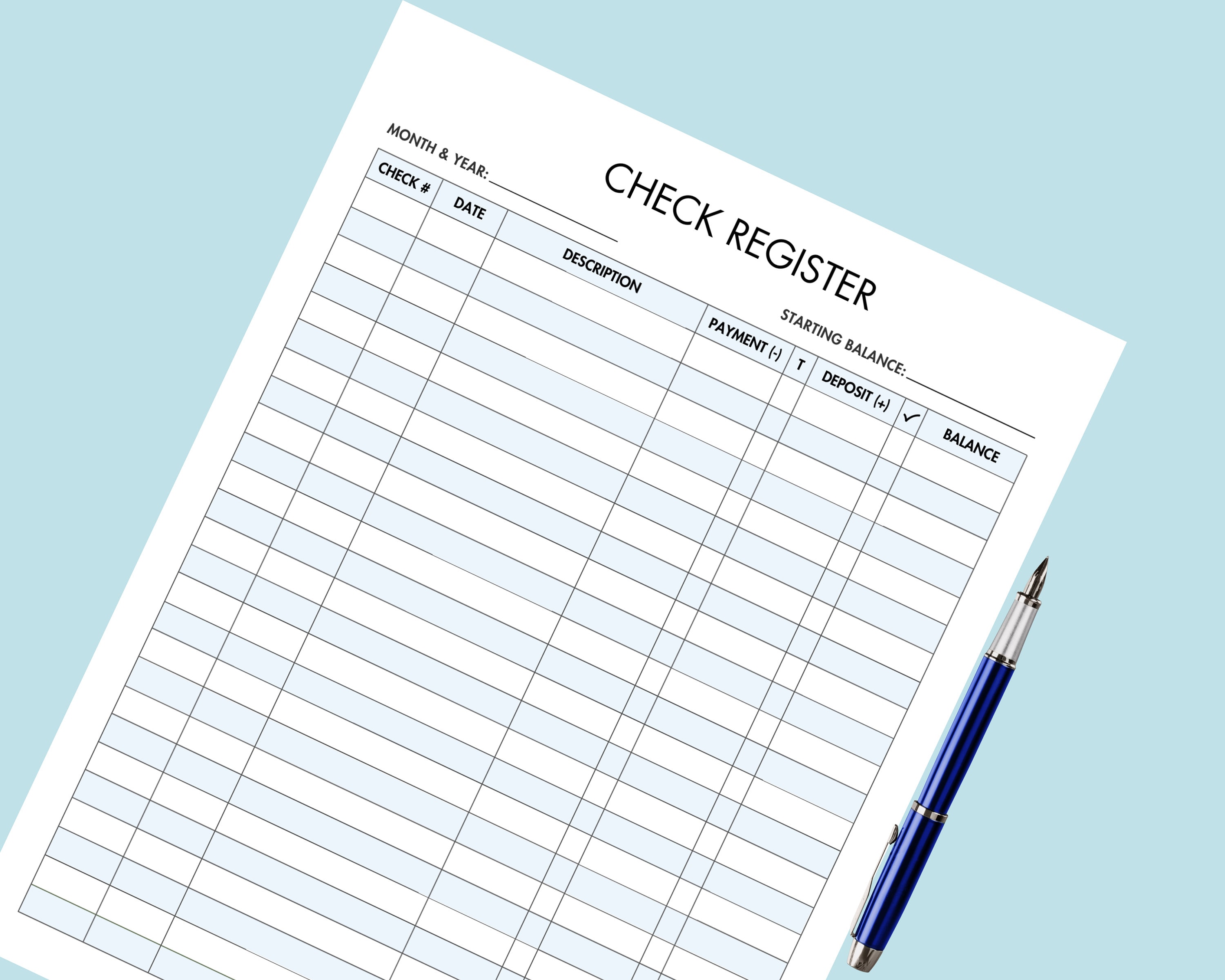Check Register Printable for Personal Checking Account and Small ...