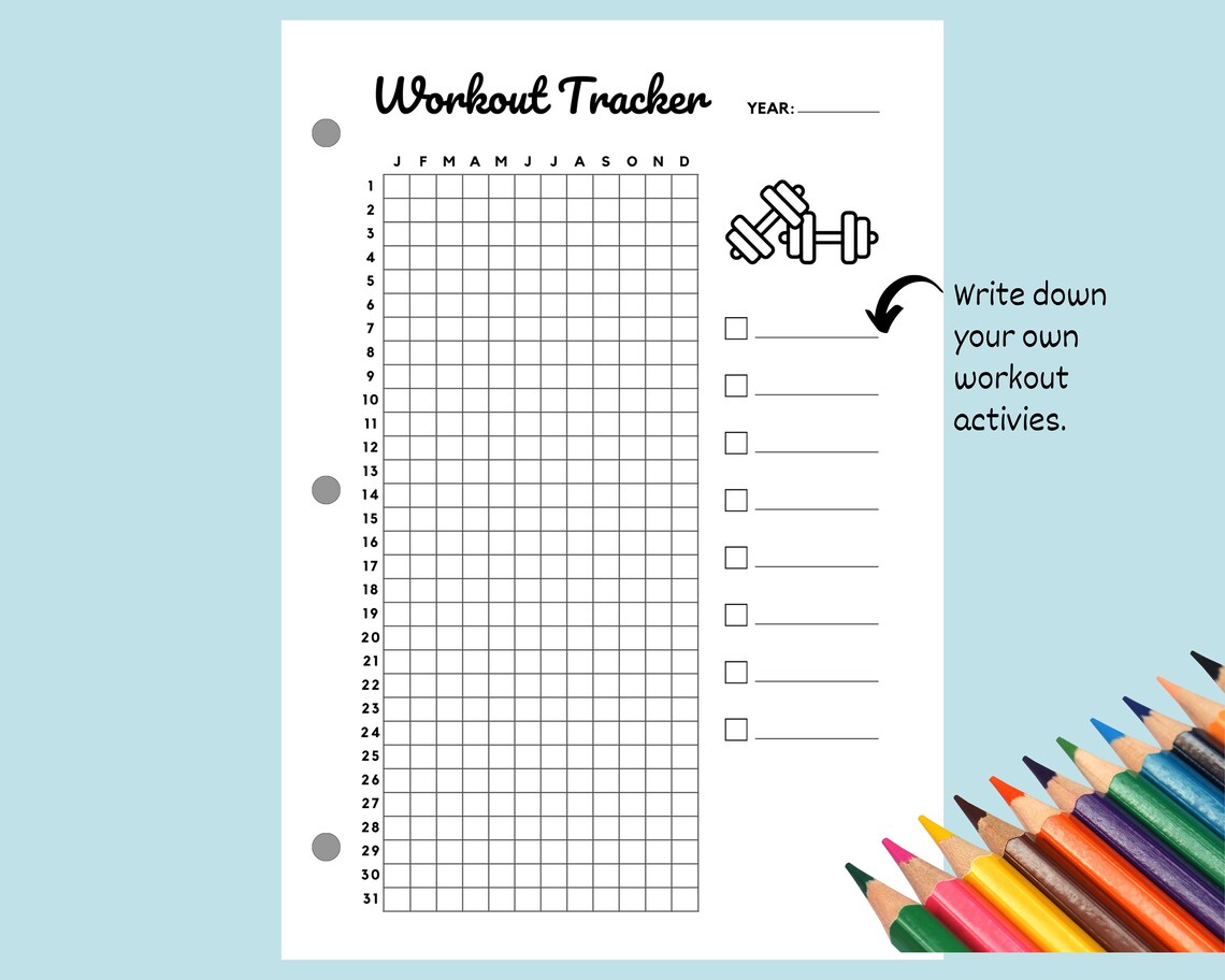 Workout Tracker Printable, Workout Log, Workout Journal, Wellness ...