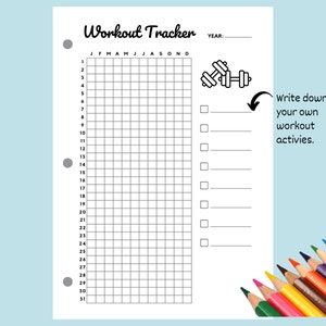 Workout Tracker Printable Workout Log PDF Exercise Journal ...