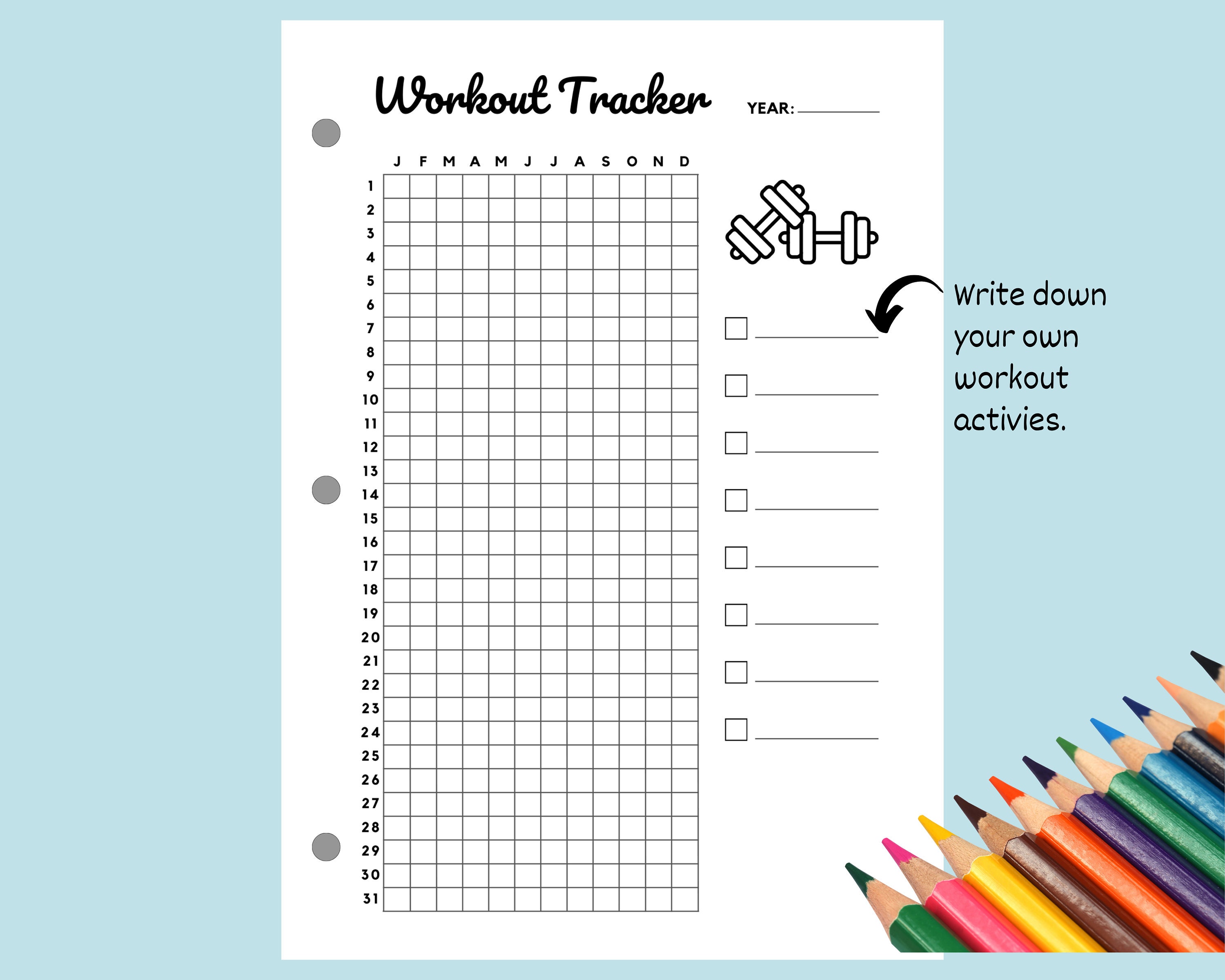 Workout Tracker Printable, Workout Log, Workout Journal, Wellness ...