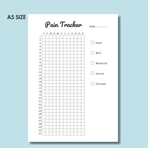Pain Tracker Printable Journal Page Daily Yearly Pain Log Pain ...