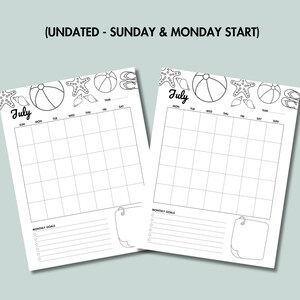 July Journal Title Page & July Monthly Planner Undated Printable July ...