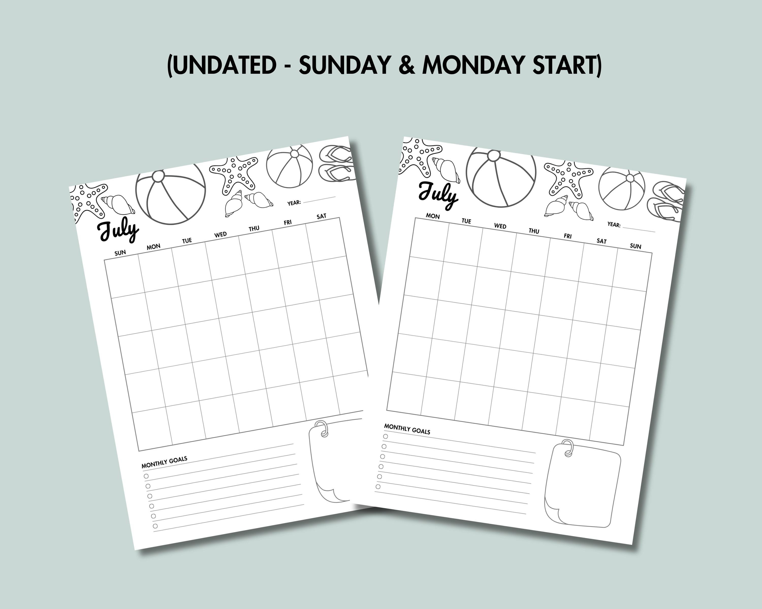 July Journal Title Page & July Monthly Planner Undated Printable July ...