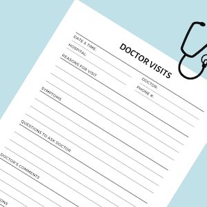 Doctor Visit Note Printable Doctor Appointment Planner Doctor Note Page ...