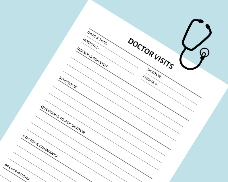 Doctor Visit Note Printable Doctor Appointment Planner Doctor Note Page ...