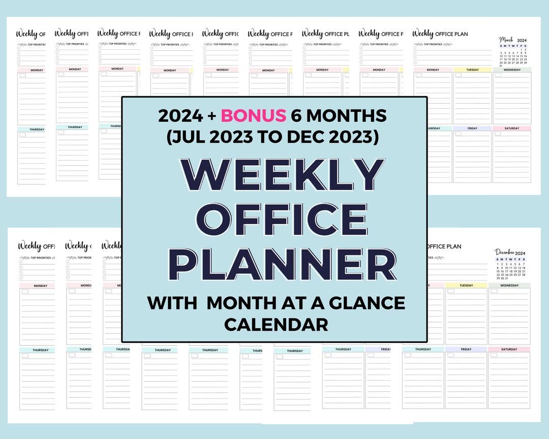 Weekly Office Planner Printable With Month at a Glance - Etsy