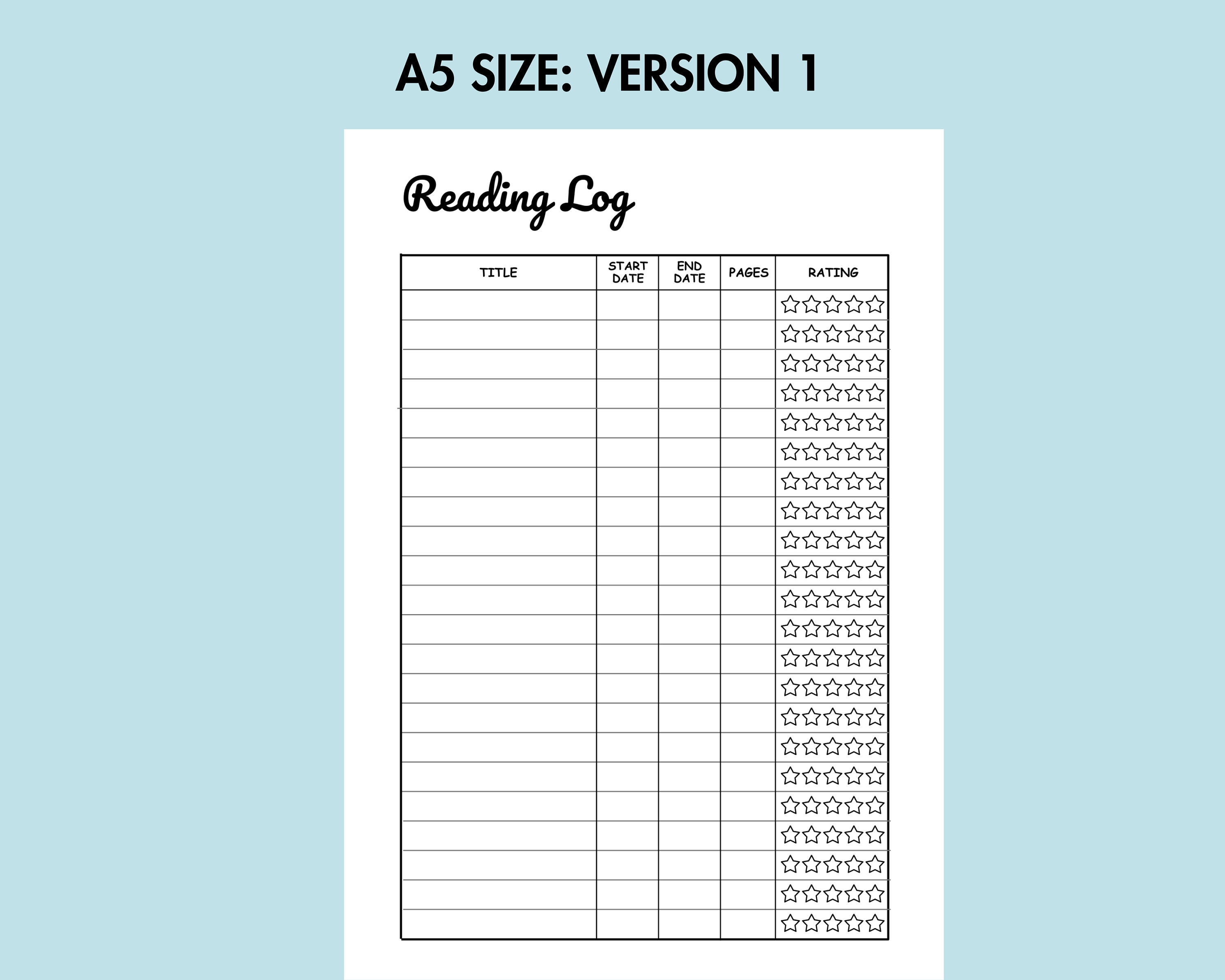 Reading Log Printable Reading Tracker PDF Daily Reading Planner, Book ...