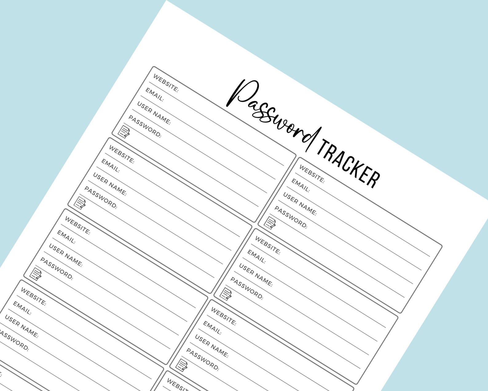 Password Tracker Printable Password Organizer PDF, Website Login ...