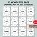 12 Month Journal Title Page Bundle Printable Journal Cover Page ...