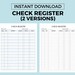 Check Register Printable for Personal Check Book and Small Business ...