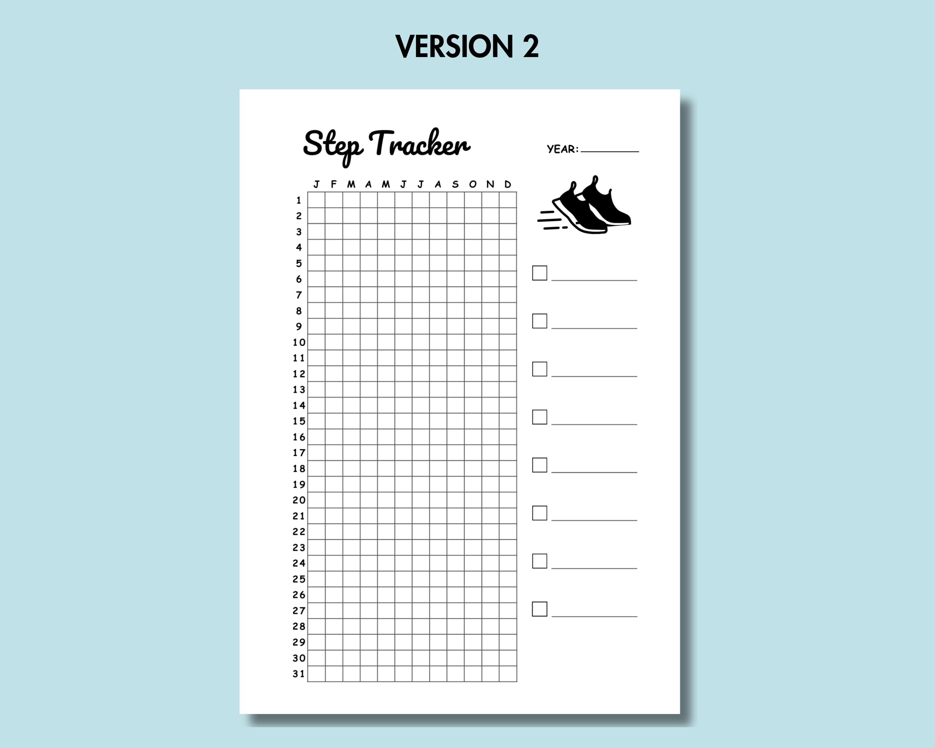 Step Tracker Printable Step Goal Planner Fitness Tracker PDF Exercise ...
