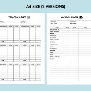 Vacation Budget Planner Printable Travel Financial Tracker Vacation ...